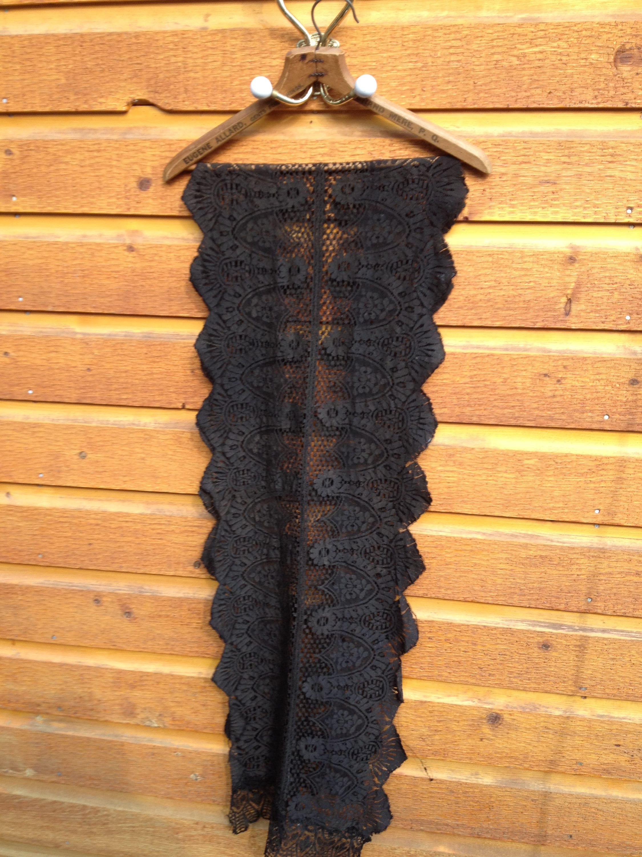 Authentic Mourning Shawl Victorian Black Chantilly Lace 19th - Etsy