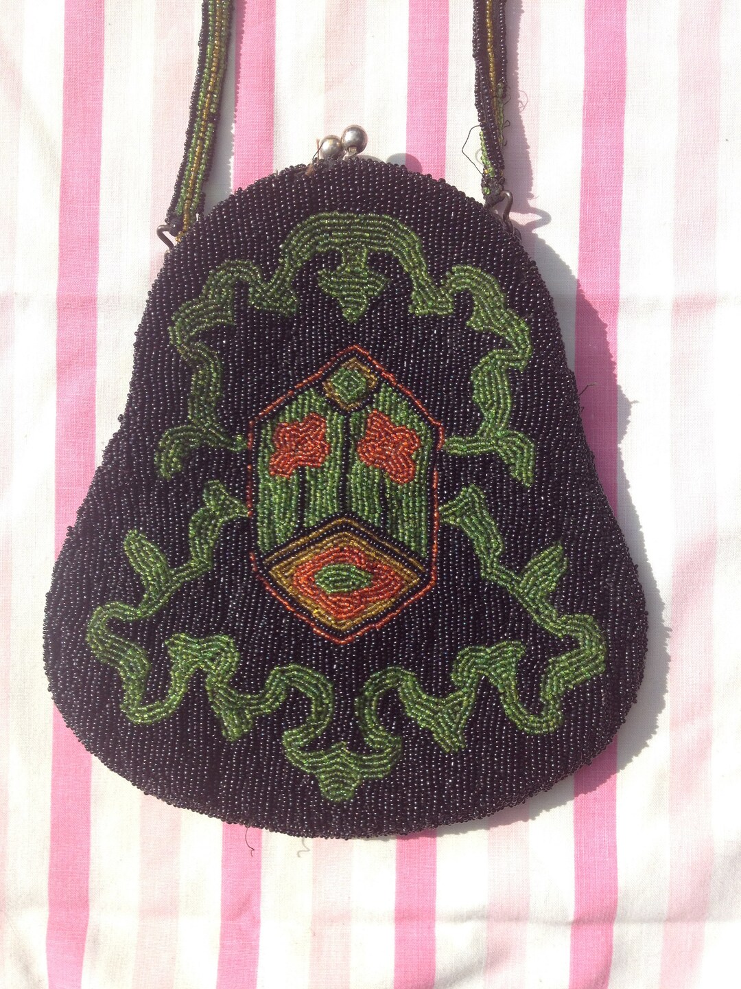 Victorian Mourning Beaded Handbag, Antique Poppy Motif Purse, 1850s - Etsy
