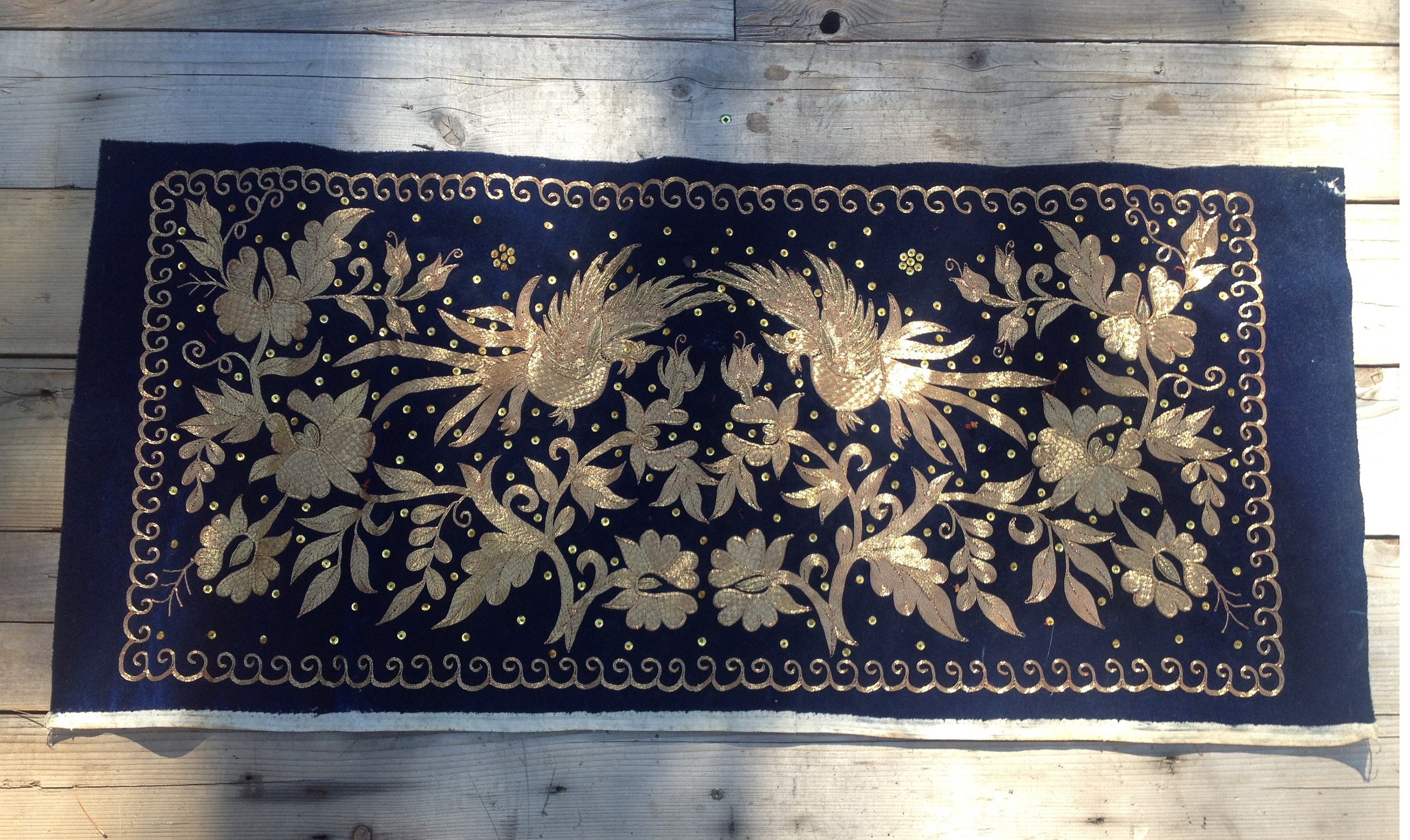 Gold Hand Embroidered Sequin Tapestry Gold Metallicthread on - Etsy