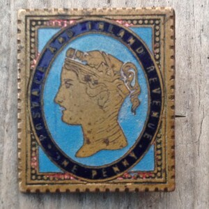 Stamp Brooch, Victorian Pin Brooch, Antique Penny Lilac Stamp Brooch ...