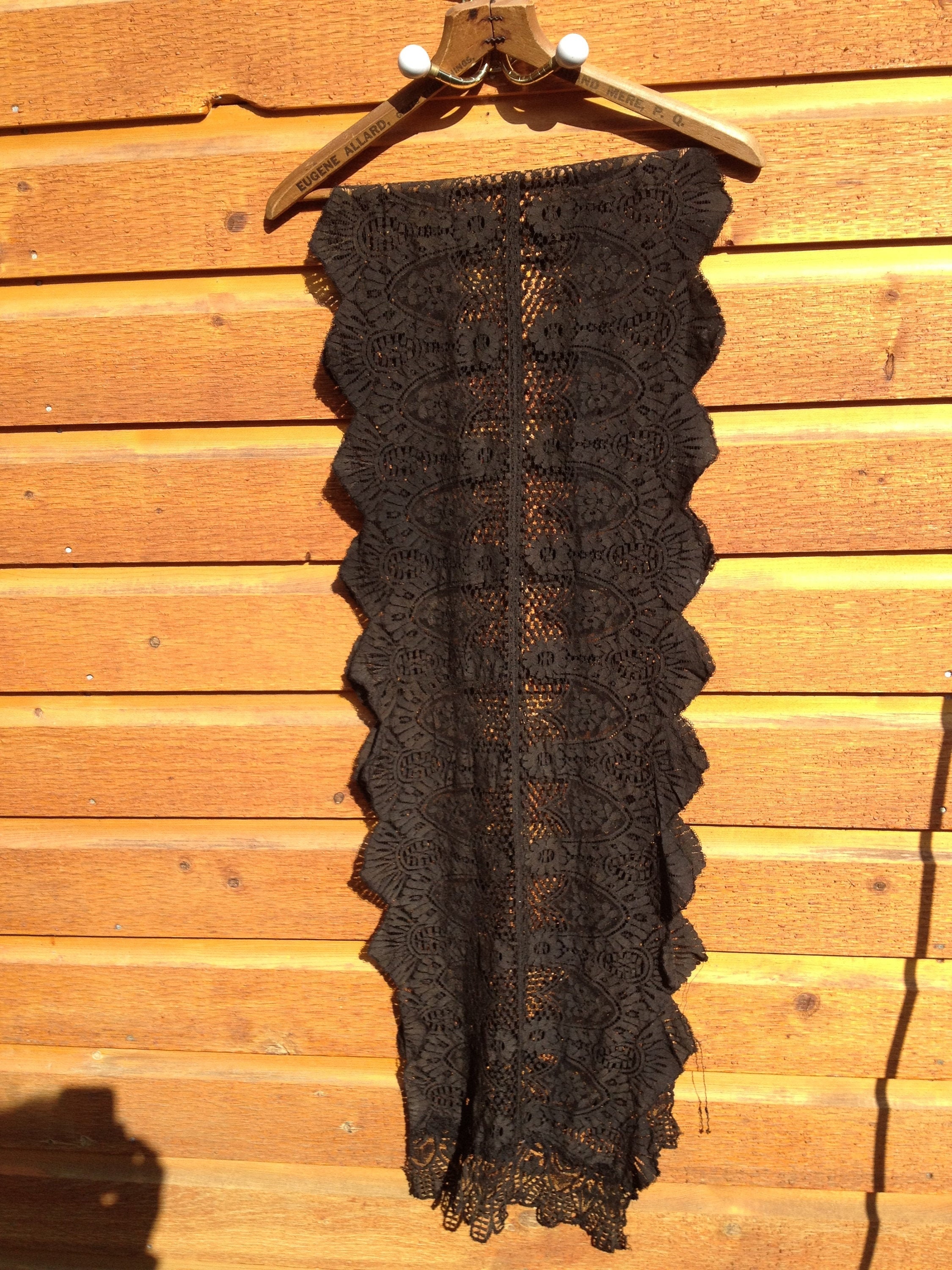 Authentic Mourning Shawl Victorian Black Chantilly Lace 19th - Etsy