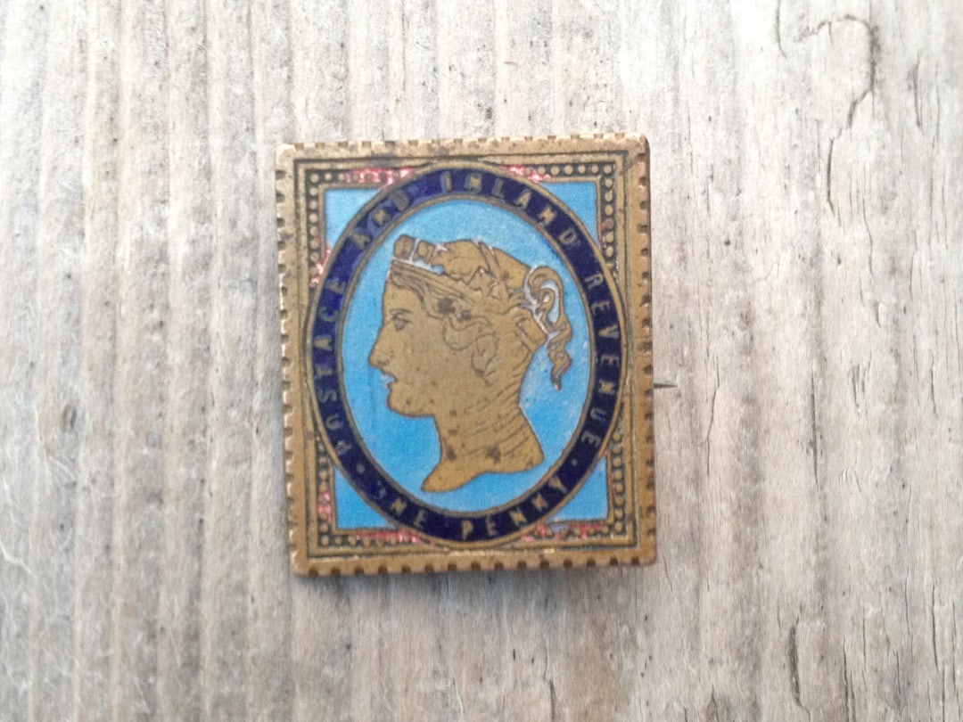 Stamp Brooch, Victorian Pin Brooch, Antique Penny Lilac Stamp Brooch ...
