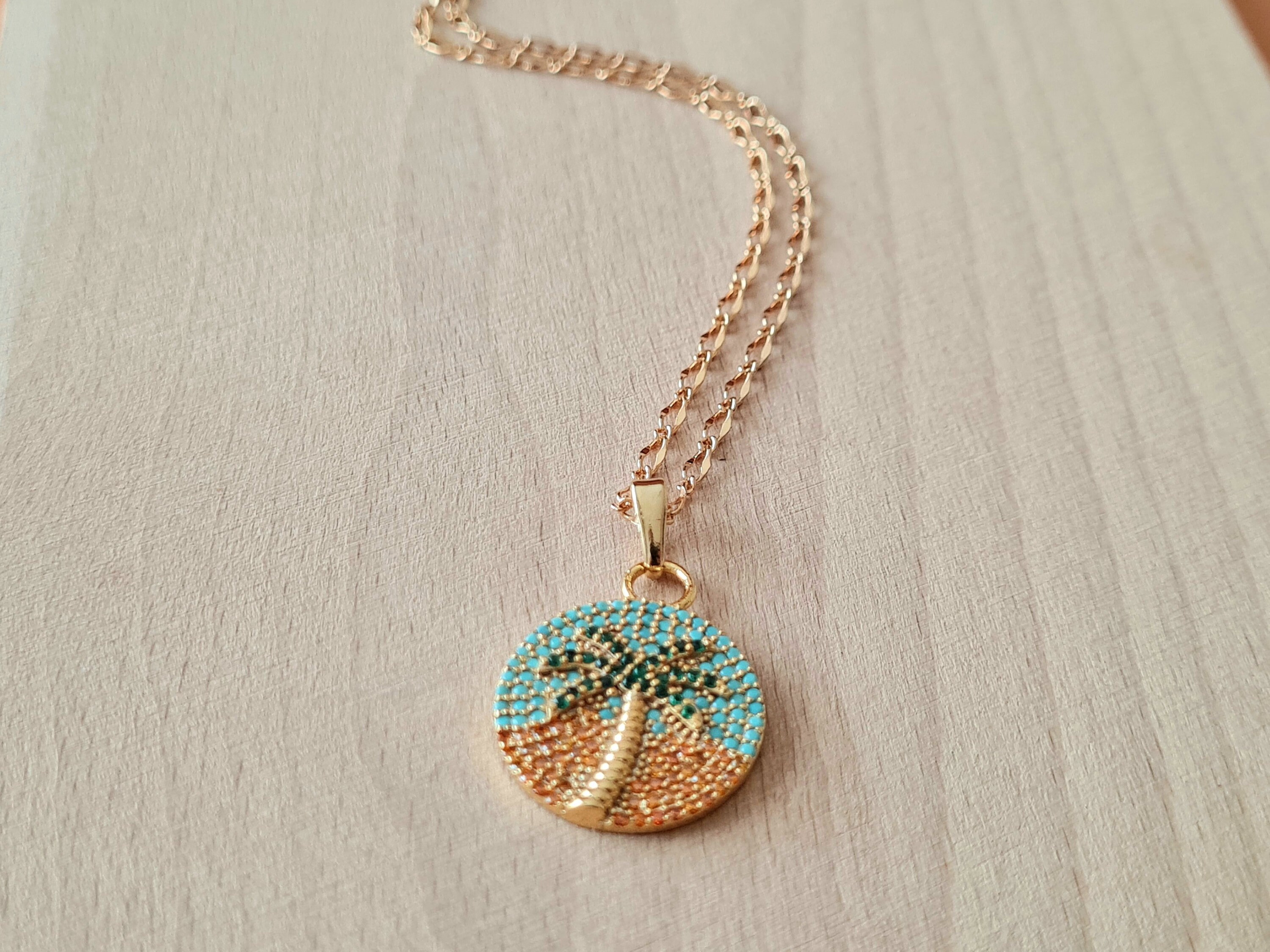 Colorful Palm Pendant Necklace, Summer Jewelry Gift for Her, Tropical ...