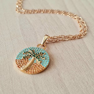 Colorful Palm Pendant Necklace, Summer Jewelry Gift for Her, Tropical ...