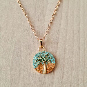 Colorful Palm Pendant Necklace, Summer Jewelry Gift for Her, Tropical ...