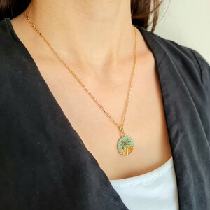 Colorful Palm Pendant Necklace, Summer Jewelry Gift for Her, Tropical ...