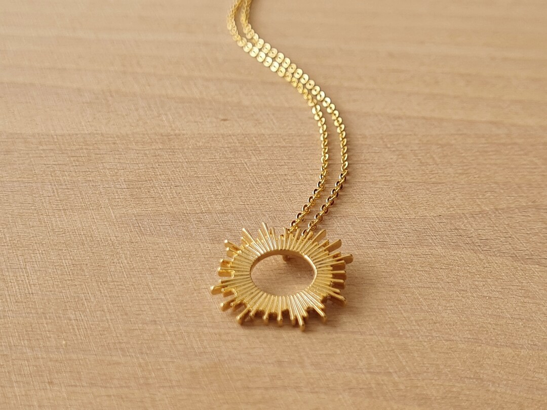 Gold Sun Rays Necklace, Summer Women's Jewelry Gift, Sun Pendant ...