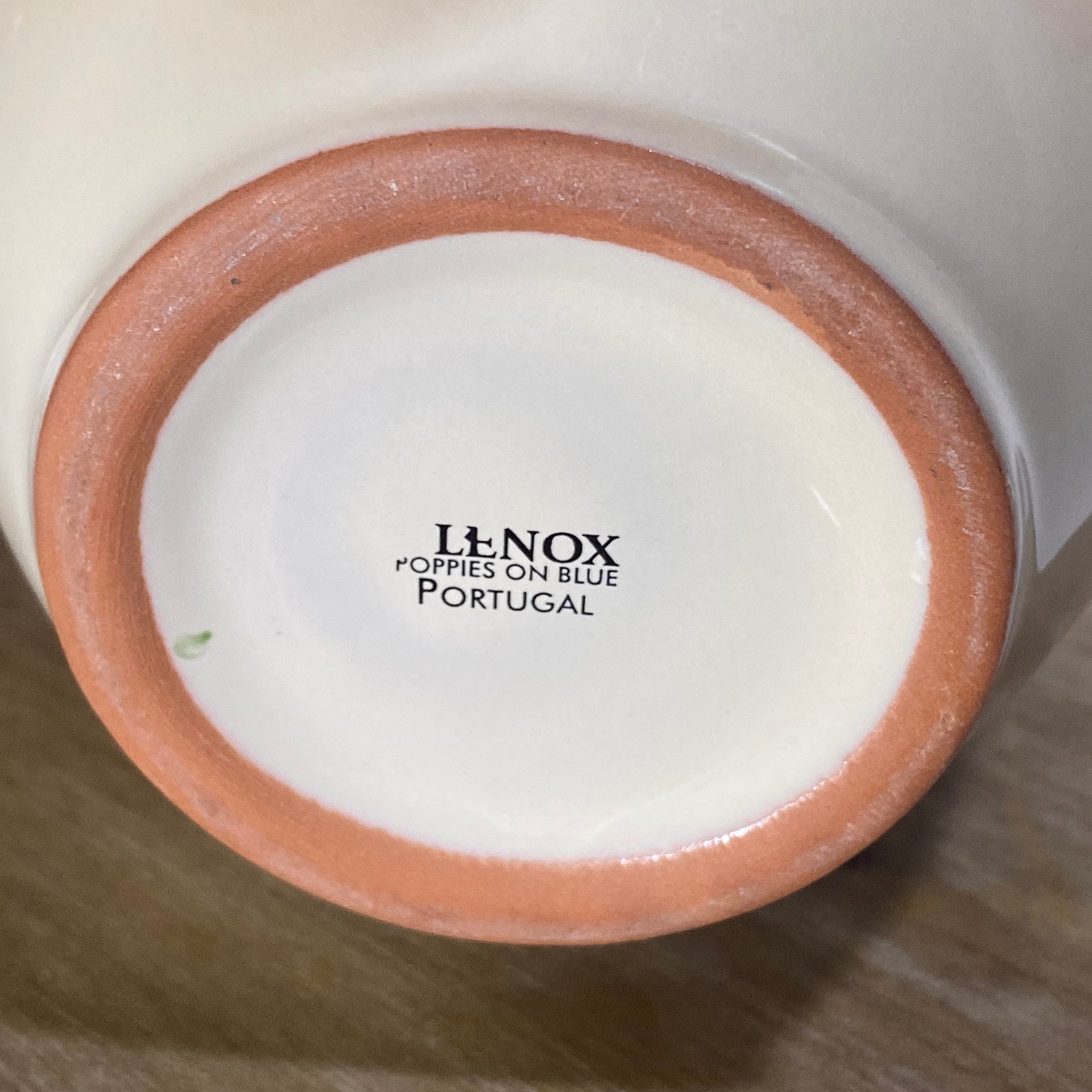 Lenox Vintage Ceramic Pitcher poppies on Blue Terra Cotta 5 Cups 32 ...