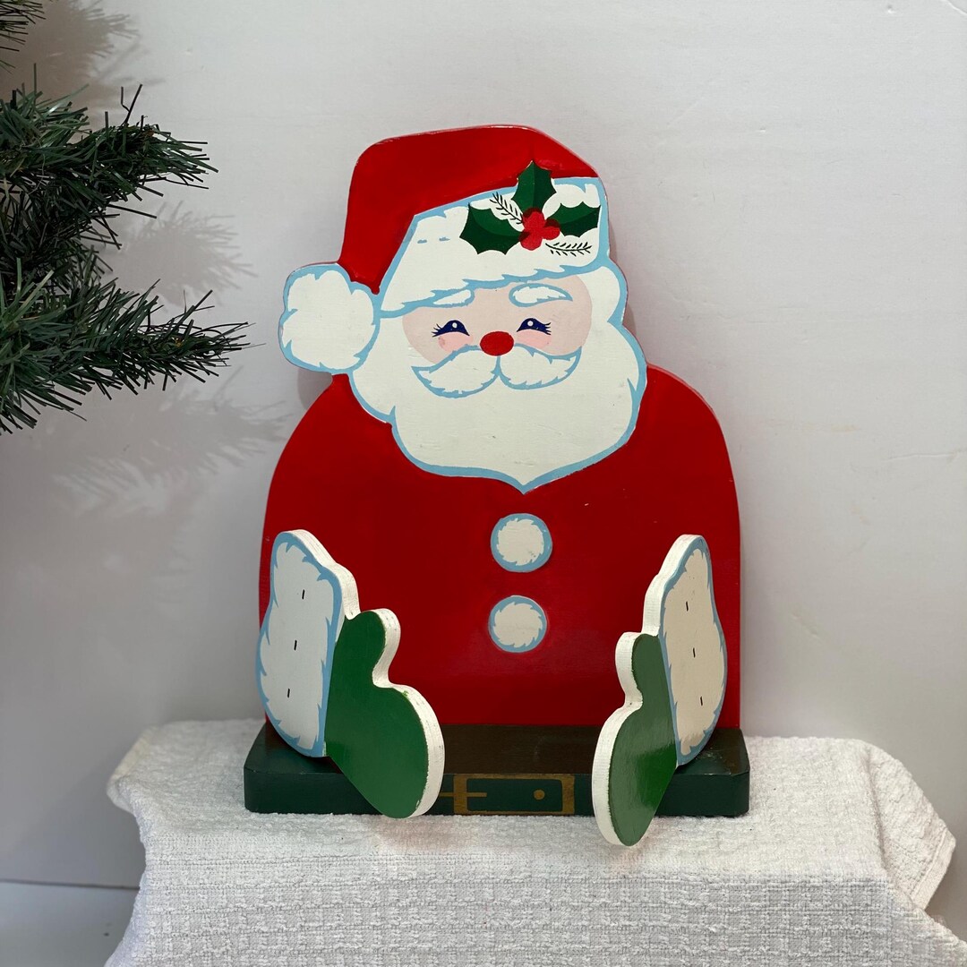 Vintage Santa Shelf Wall Decor With Movable Arms Classic Christmas ...