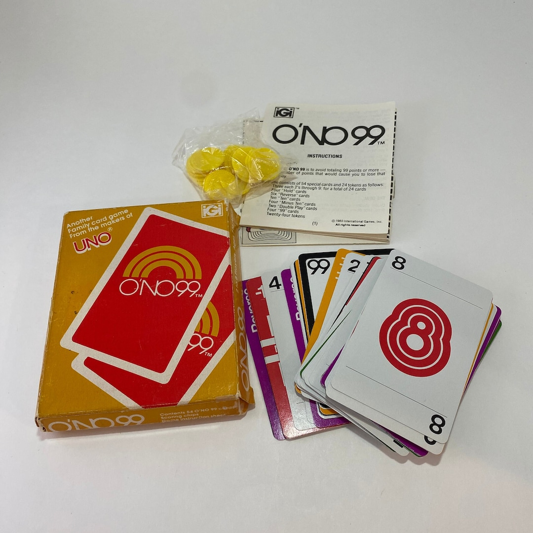 Vintage Uno Card Game 1982 O'NO 99 Used Complete Set Instructions ...