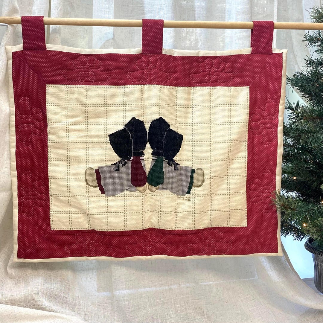 Vintage 1986 Sunbonnet Sue Wall Hanging Dutch Girl Folk Art Rustic ...