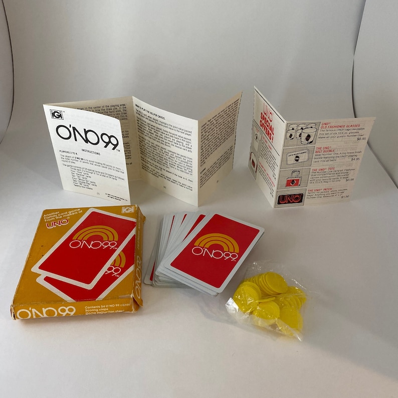 Vintage Uno Card Game 1982 O'NO 99 Used Complete Set Instructions ...