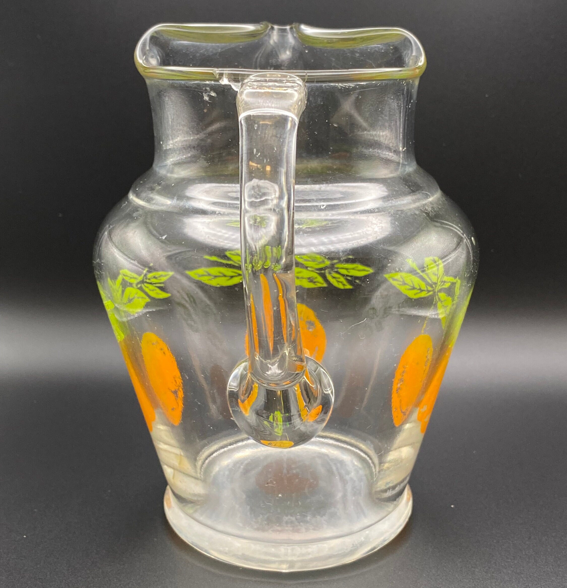 Glass Orange Juice Pitcher Vintage Kitchen Item Decor Juice 1 Pint ...