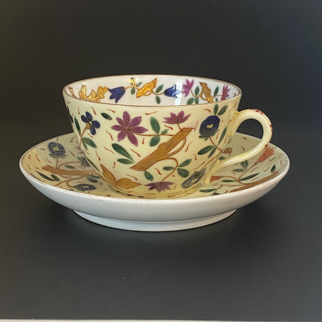 Antique Fischer & Mieg Teacup and Saucer Asian Inspired China Coffee ...