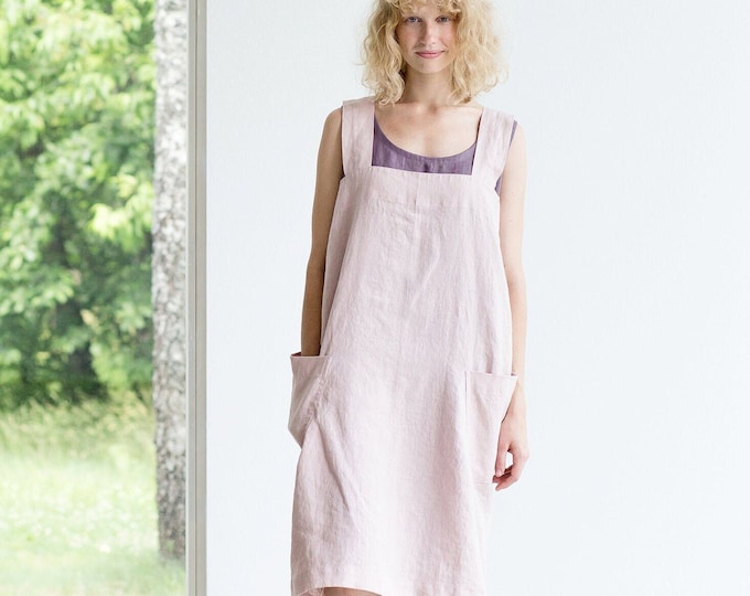 Long Linen Apron, Linen Apron, Half Apron, Natural Flax Aprons, Cooking ...