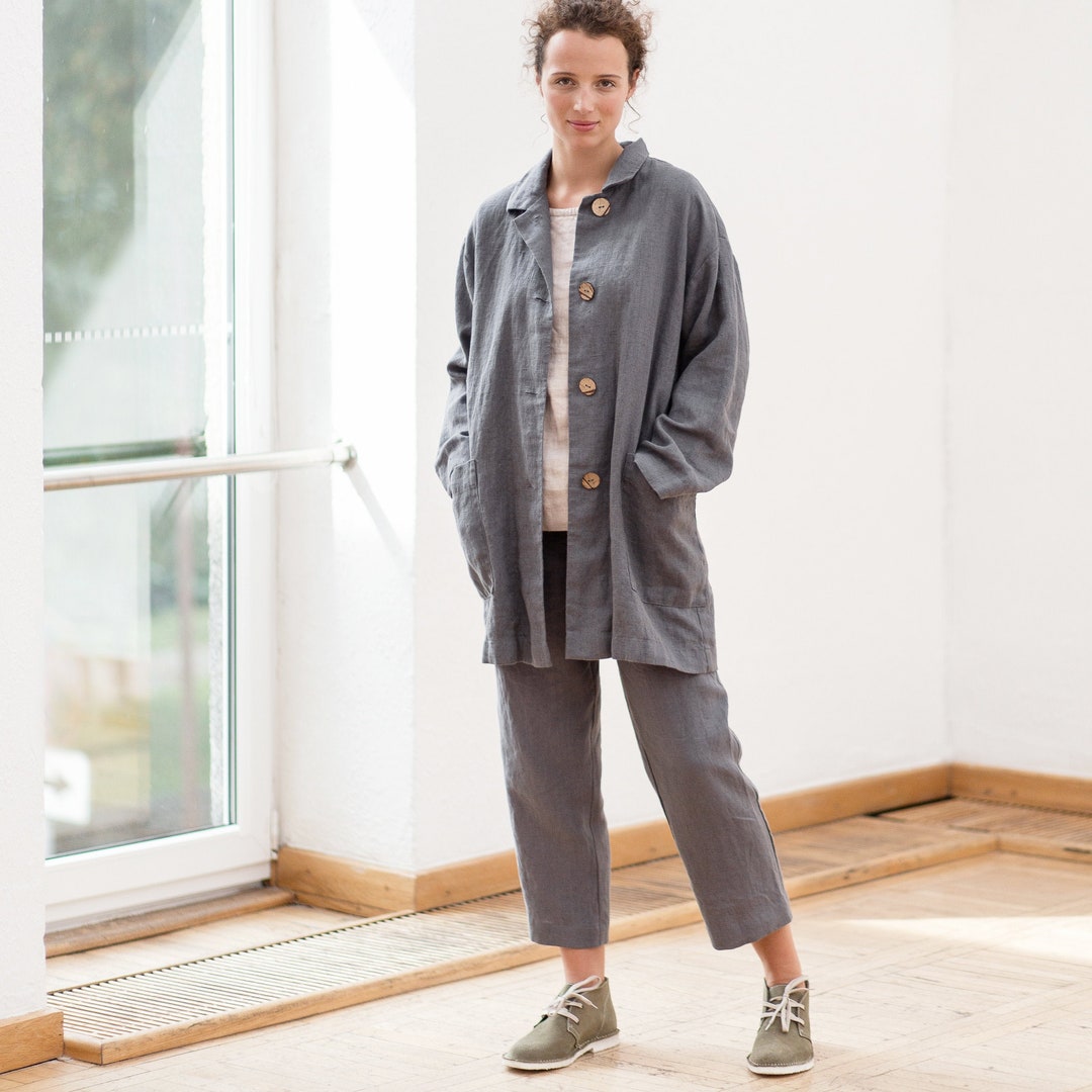 Heavy Weight Linen Jacket / Linen Jacket / Linen Cardigan / Linen Coat ...