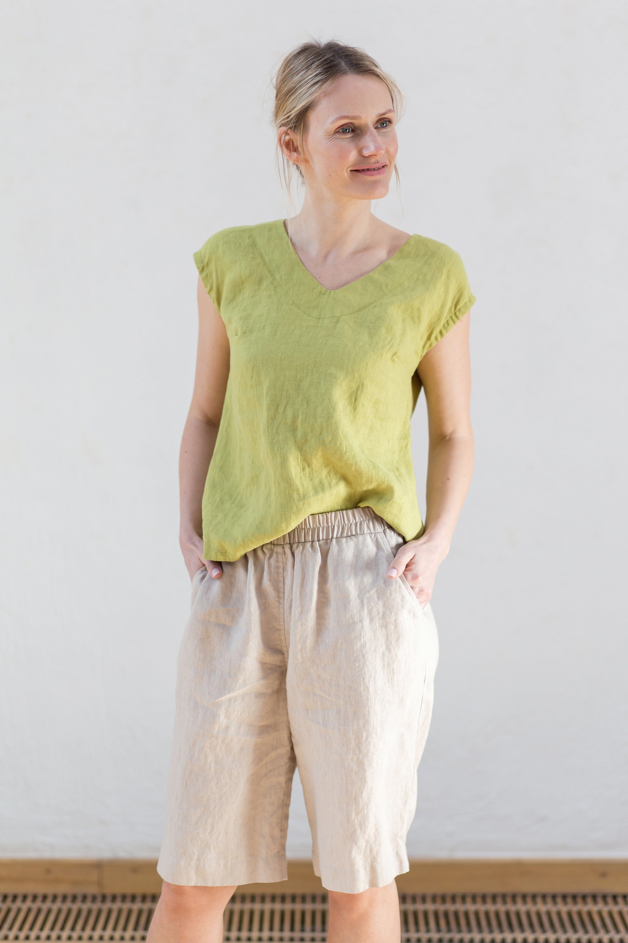 Linen Tank Top in V Neck / Linen Top / Washed Linen Top / | Etsy