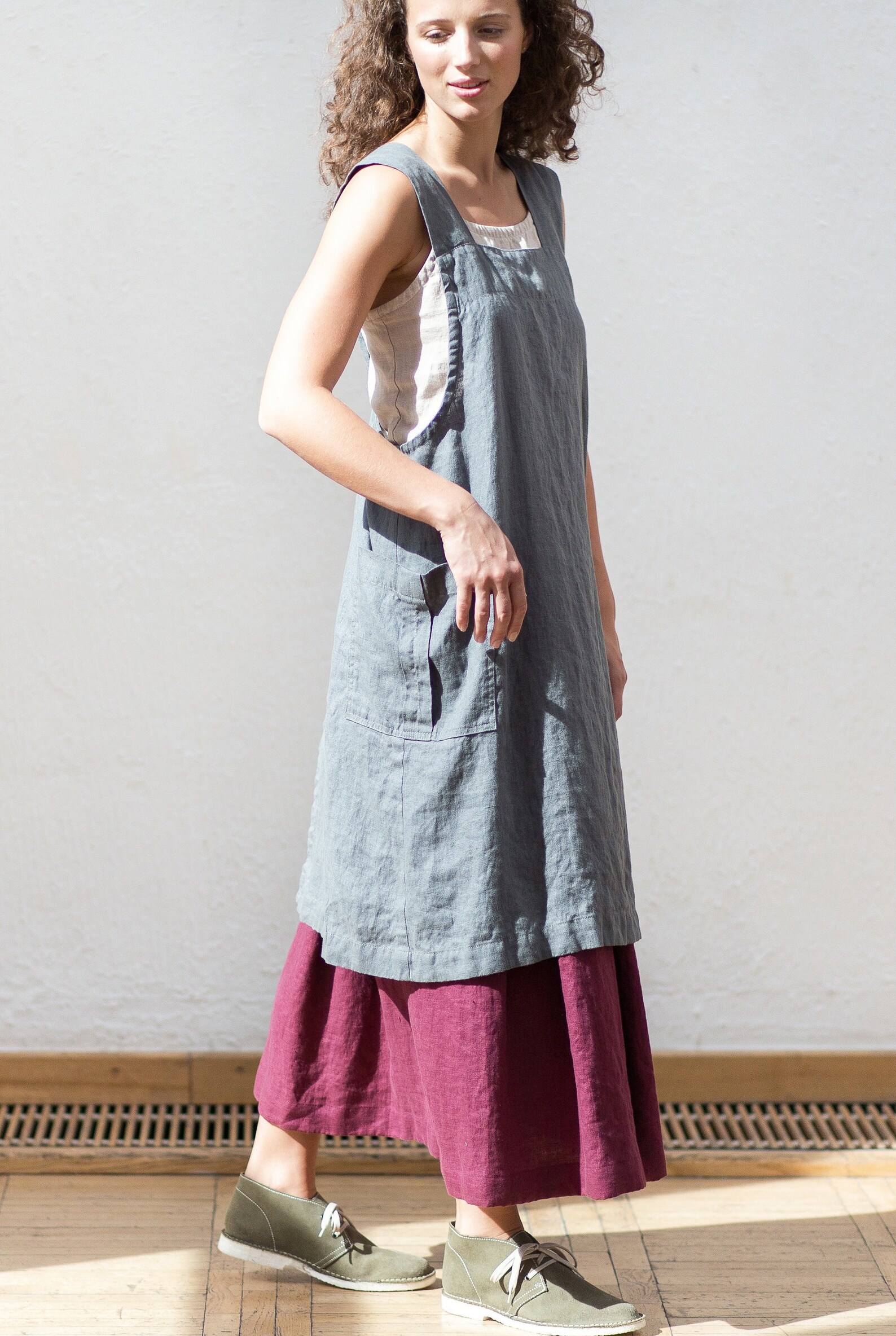 Linen Apron Dress / Wrap Linen Dress / Linen Apron / Full - Etsy