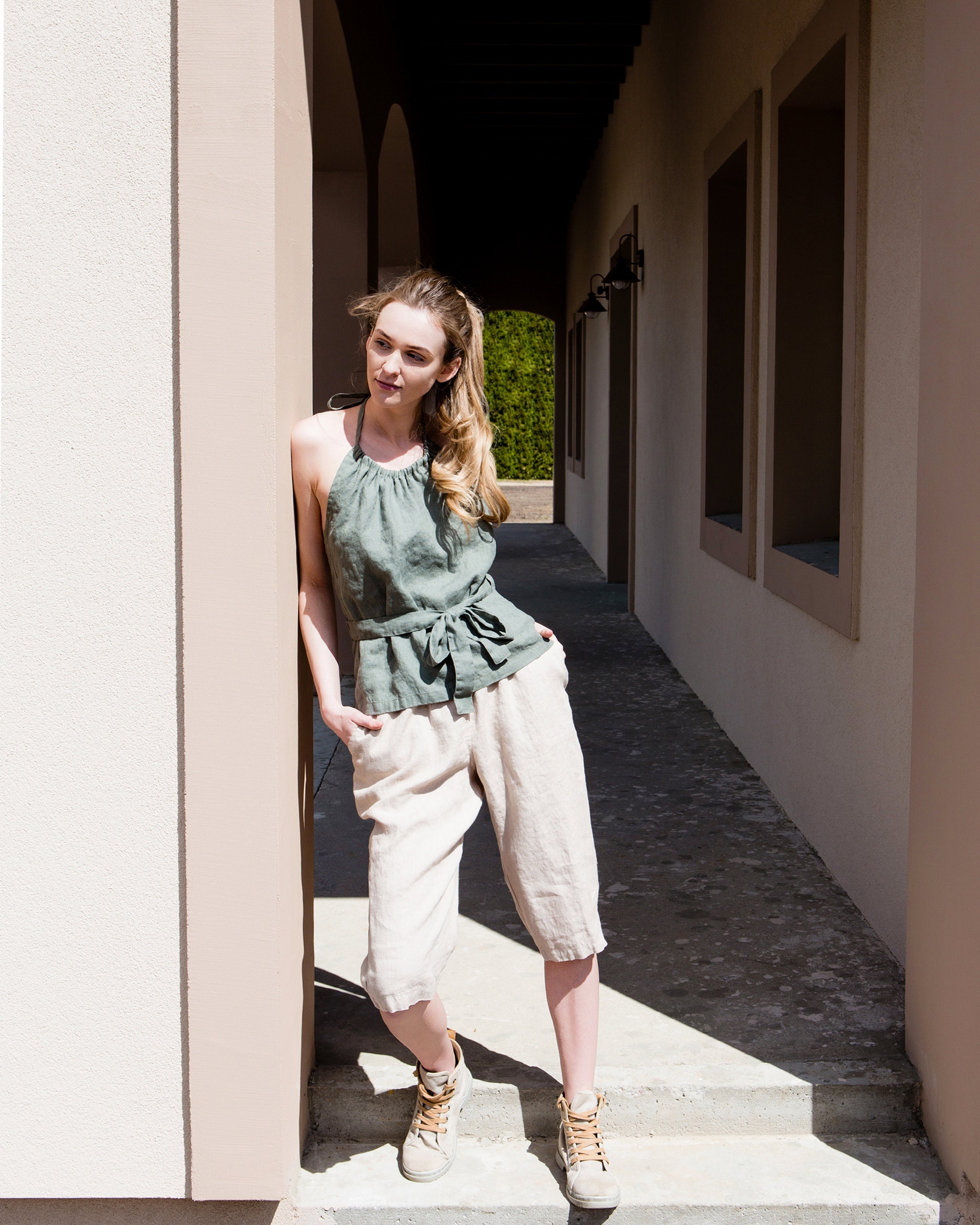 Linen Top Crossed Back / Linen Top / Split Back Top / Linen - Etsy