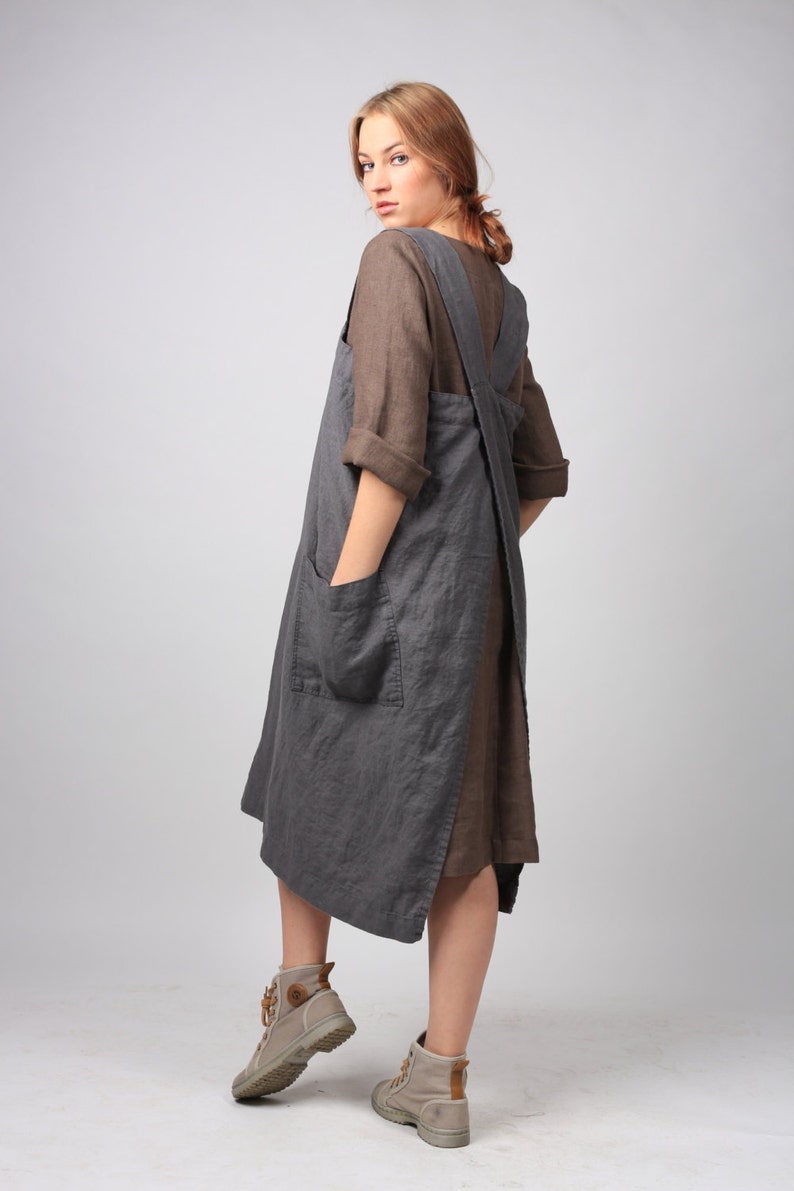 Full Linen Apron Pinafore Linen Apron Wrap Linen Apron - Etsy