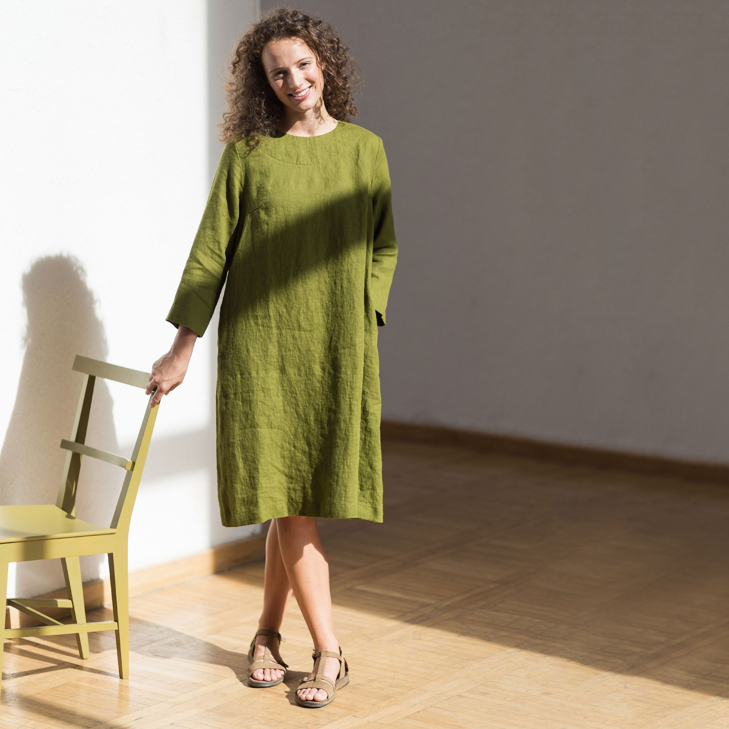 Loose Fit Linen Dress Camila / Washed and Soft Linen Dress / - Etsy