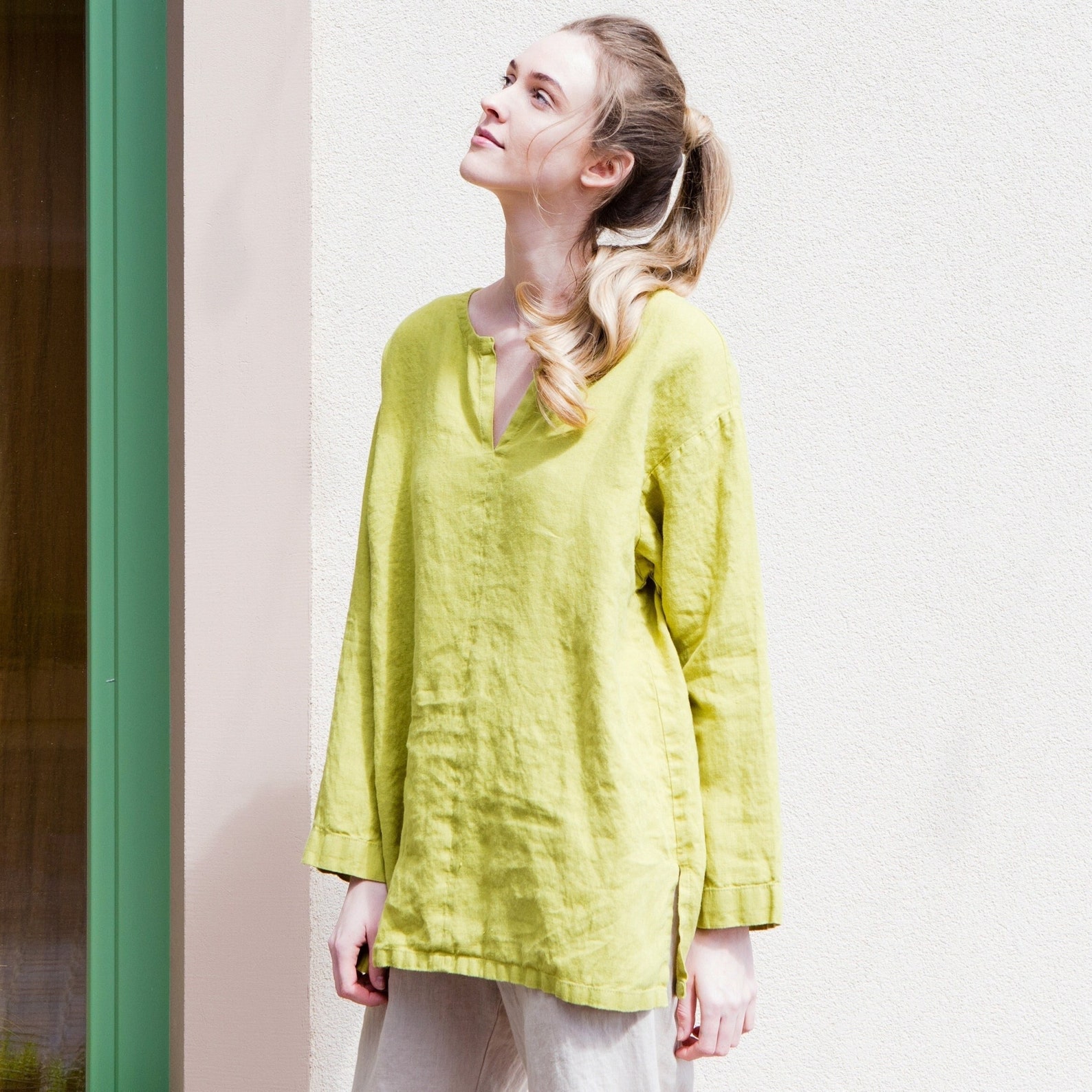 Oversized Linen Top in V Neck / Loose Linen Top / Linen Blouse - Etsy