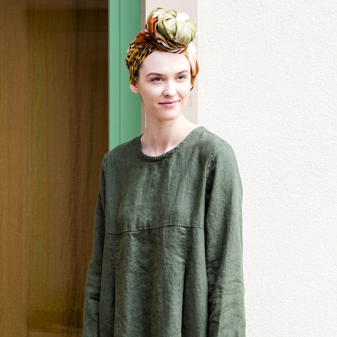 Linen Dress / Washed Linen Dress / Loose Asymmetrical Linen Dress With ...
