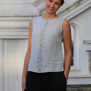 Linen Top / Washed Linen Top / Available in 36 Colors Blouse / Natural ...