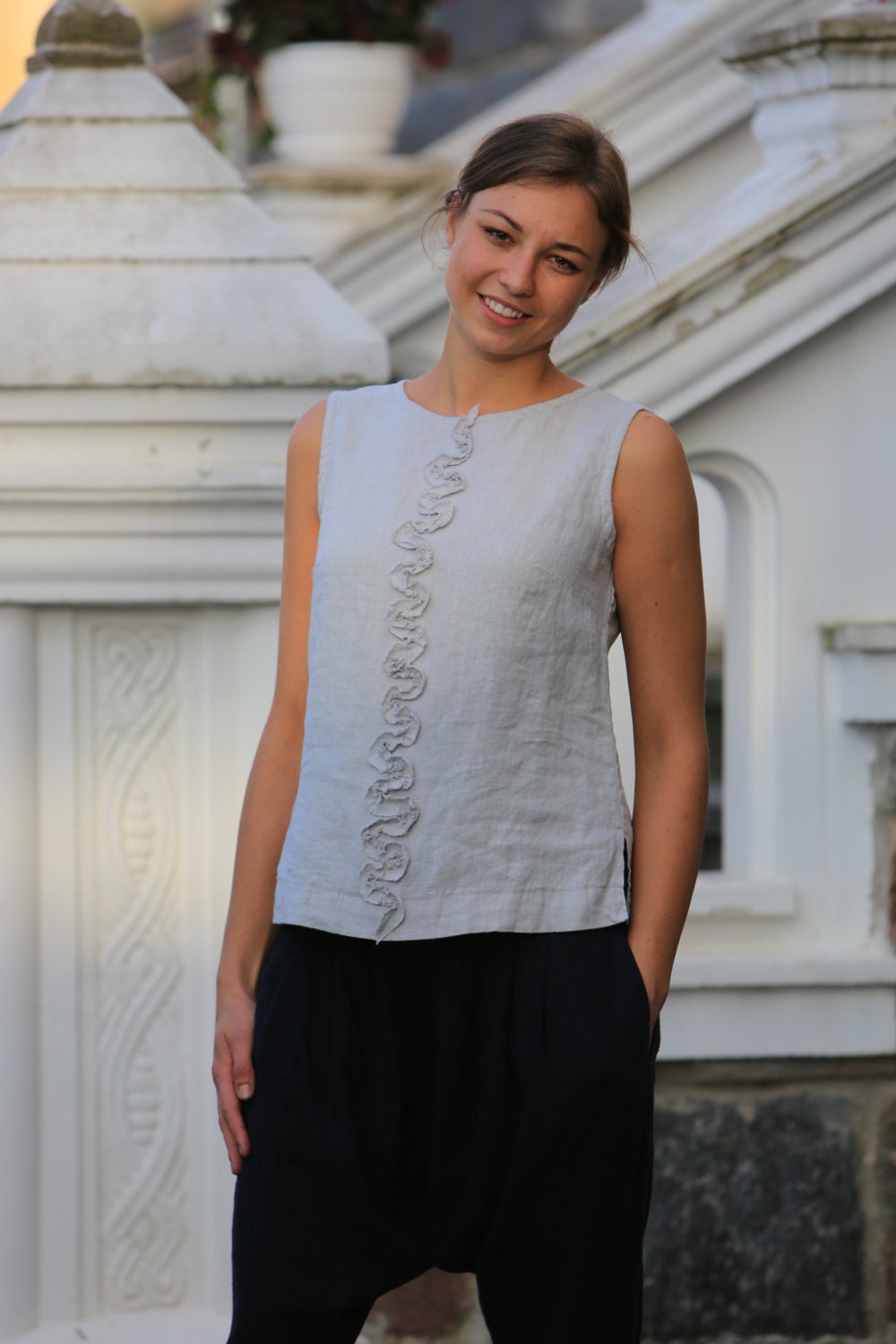 Linen Top / Washed Linen Top / Available in 36 Colors Blouse / - Etsy