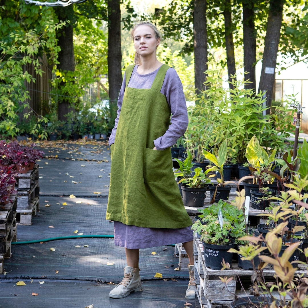 Practical and Stylish Workwear Linen Apron, Linen Pinafore Dress, Linen ...