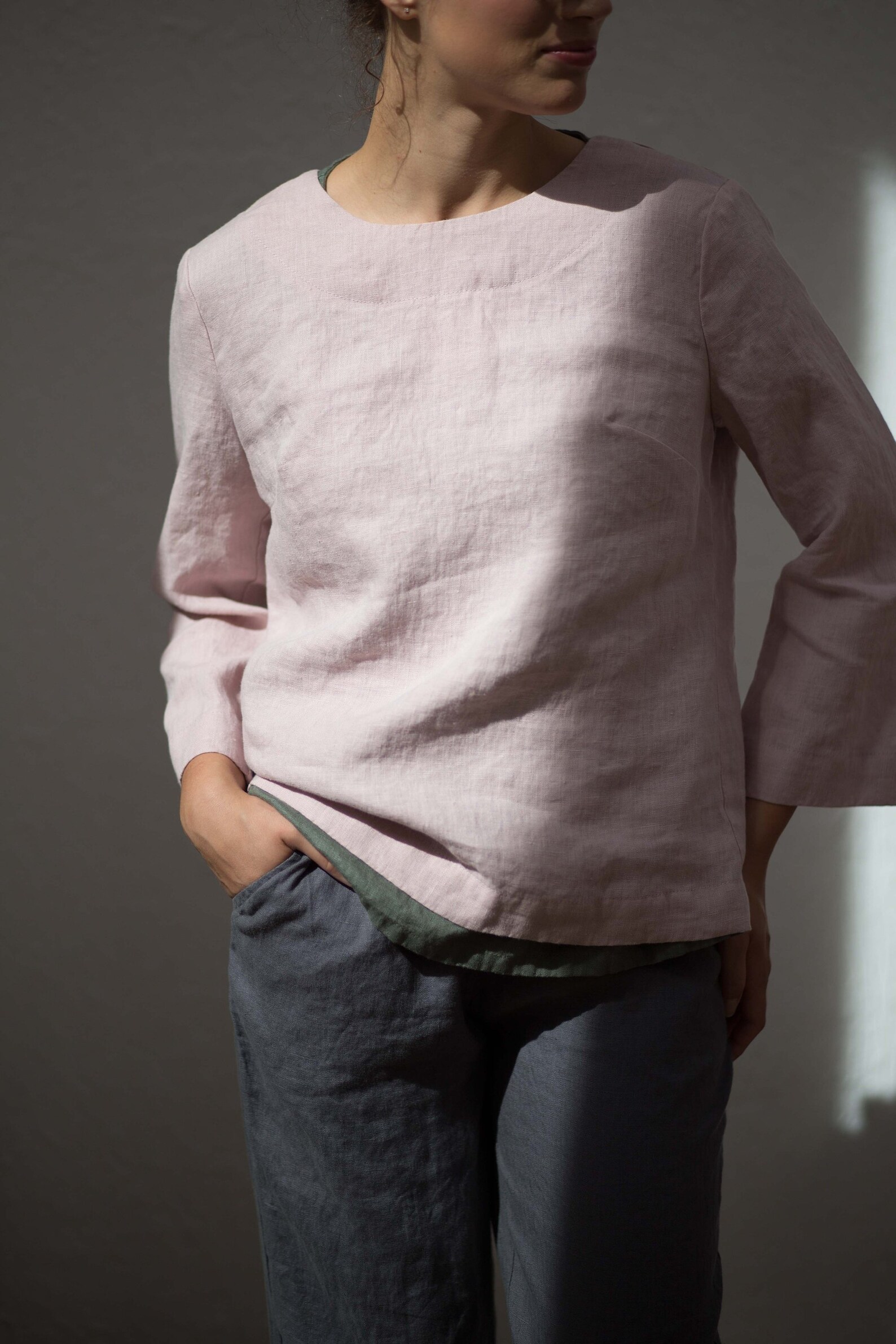 Linen Top, Linen Shirt, Natural Linen Blouse, Washed Linen Top, Basic ...