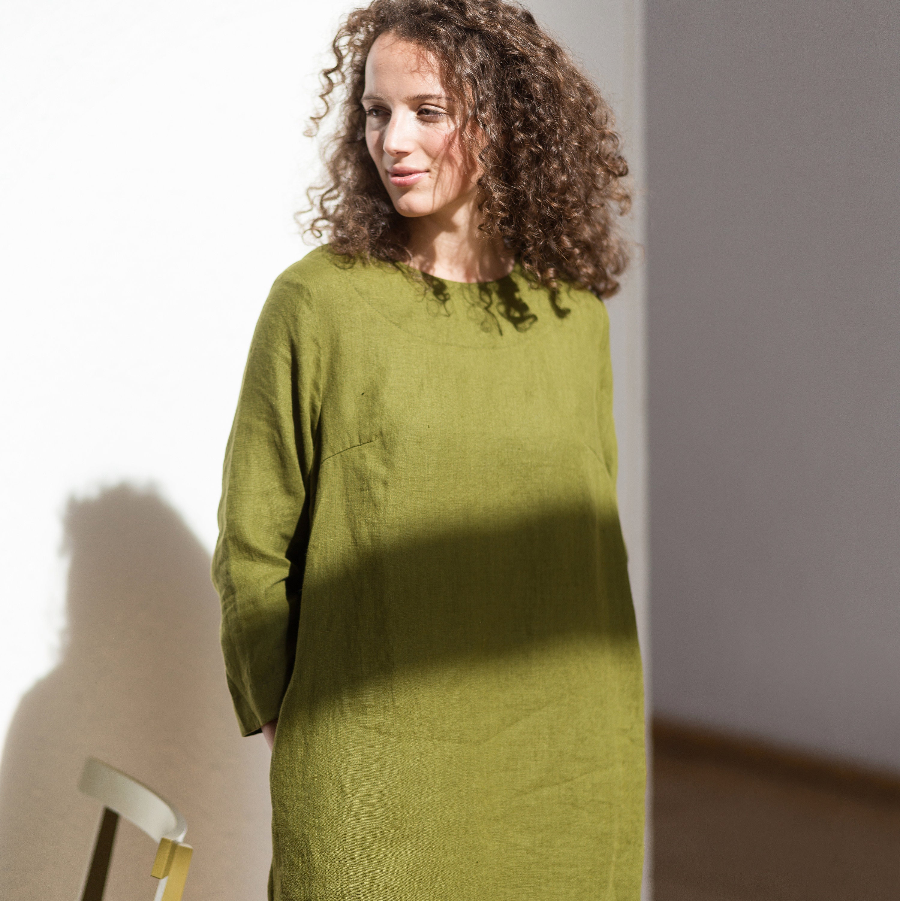 Loose Fit Linen Dress Camila / Washed and Soft Linen Dress / - Etsy