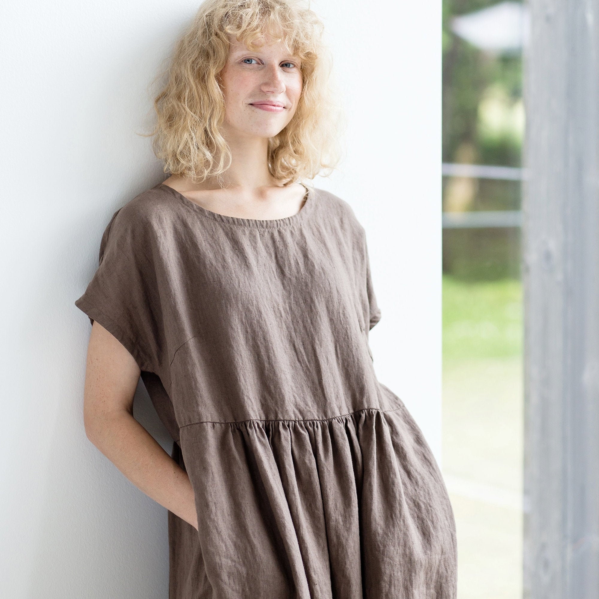 Maxi Linen Dress / Linen Dress / Summer Linen Dress / Smock Linen Dress ...