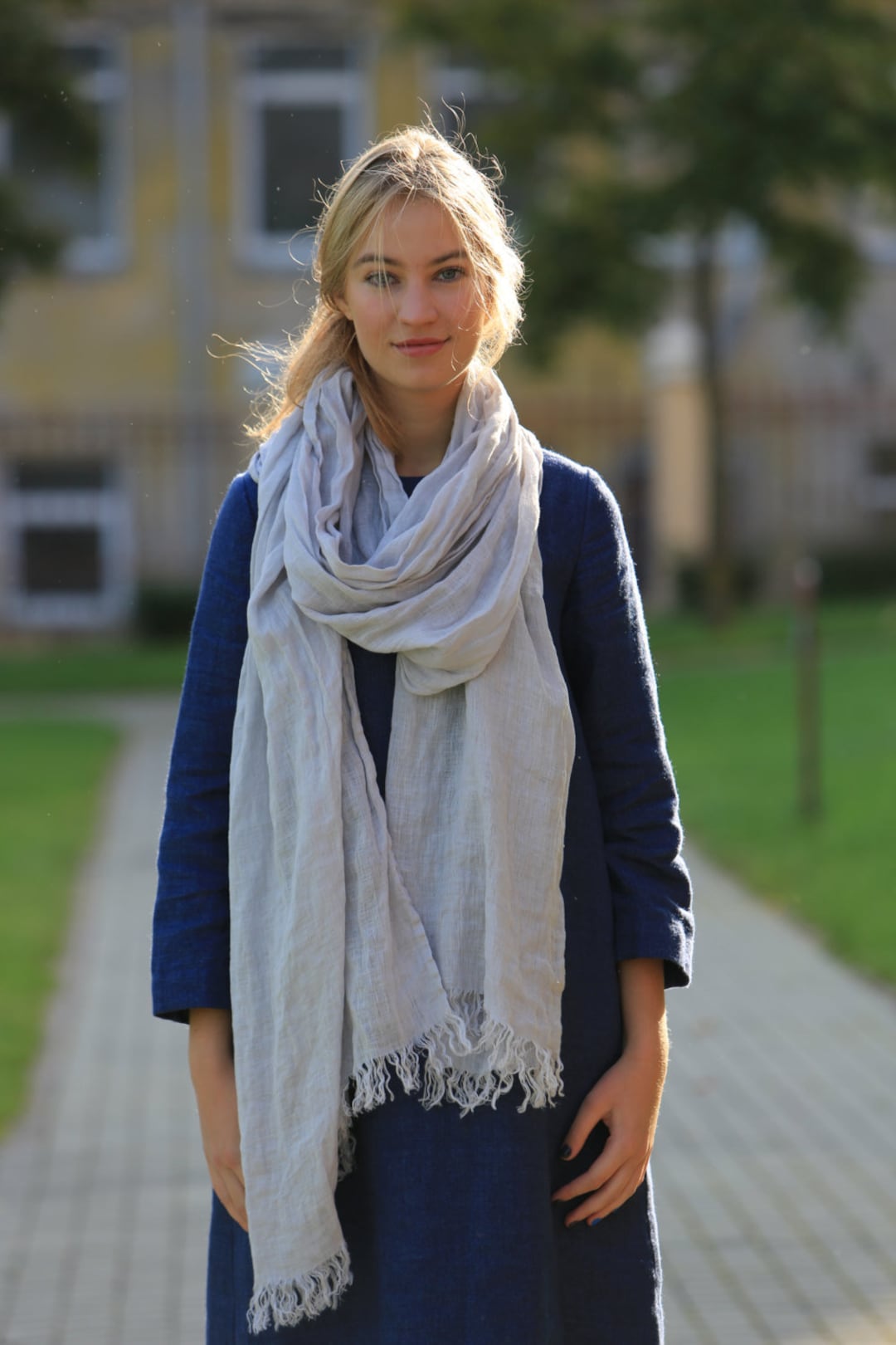 Linen Scarf / Natural Large Flax Scarf / Pure Linen Scarf / Long Linen ...