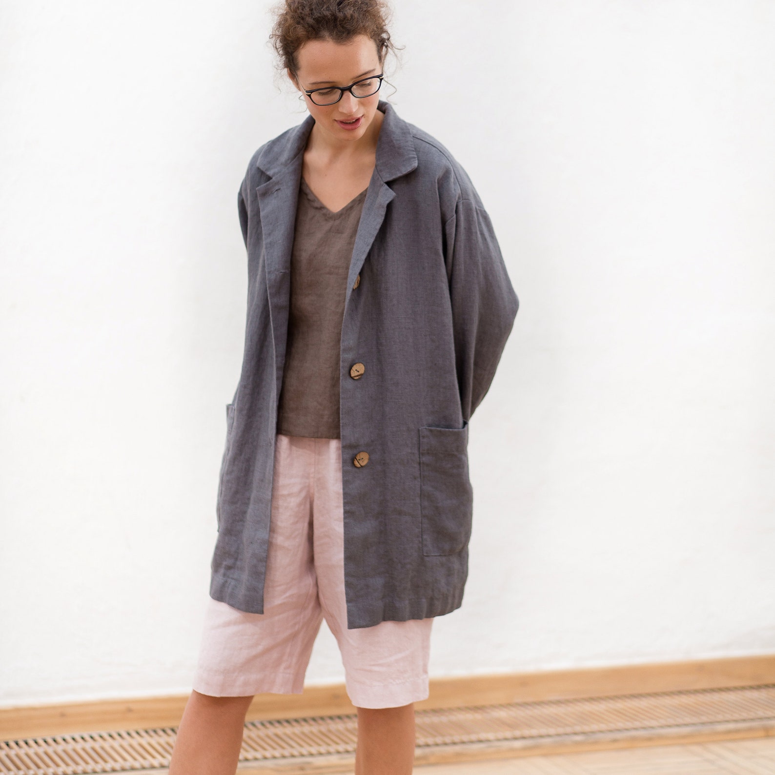 Linen coat / Linen jacket / Heavy weight linen coat with deep | Etsy