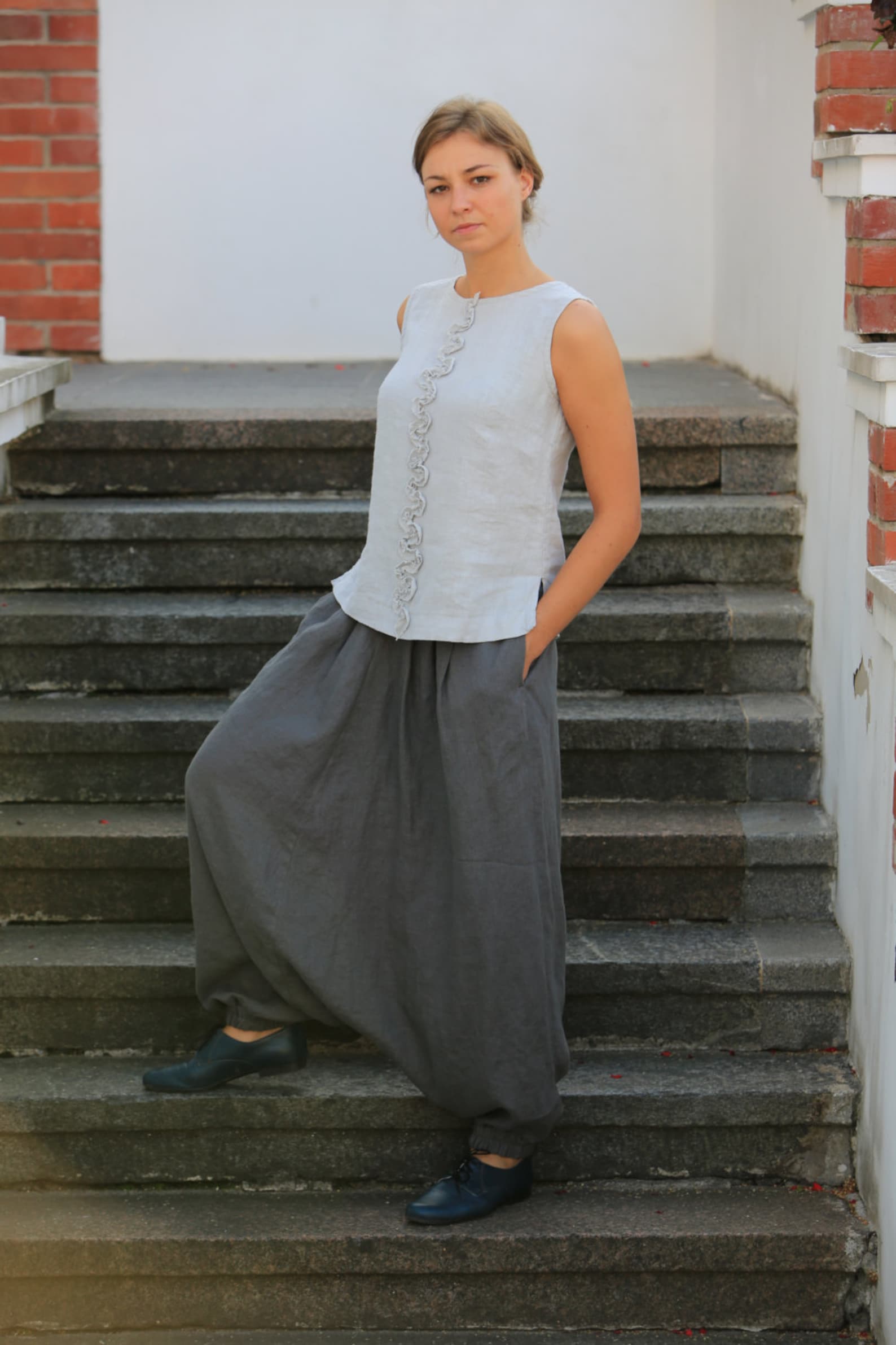 Linen Pants / Washed Linen Pants / Loose Linen Trousers / | Etsy