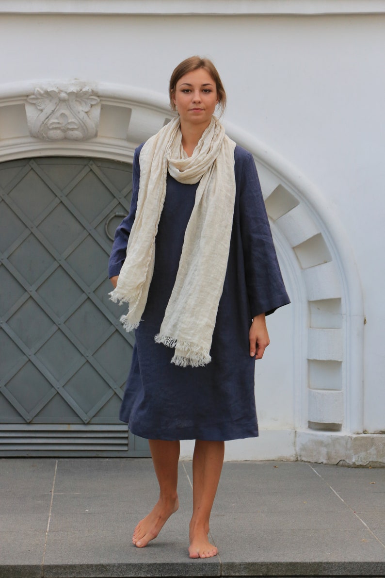 Linen Scarf / Natural Large Flax Scarf / Pure Linen Scarf / Long Linen ...