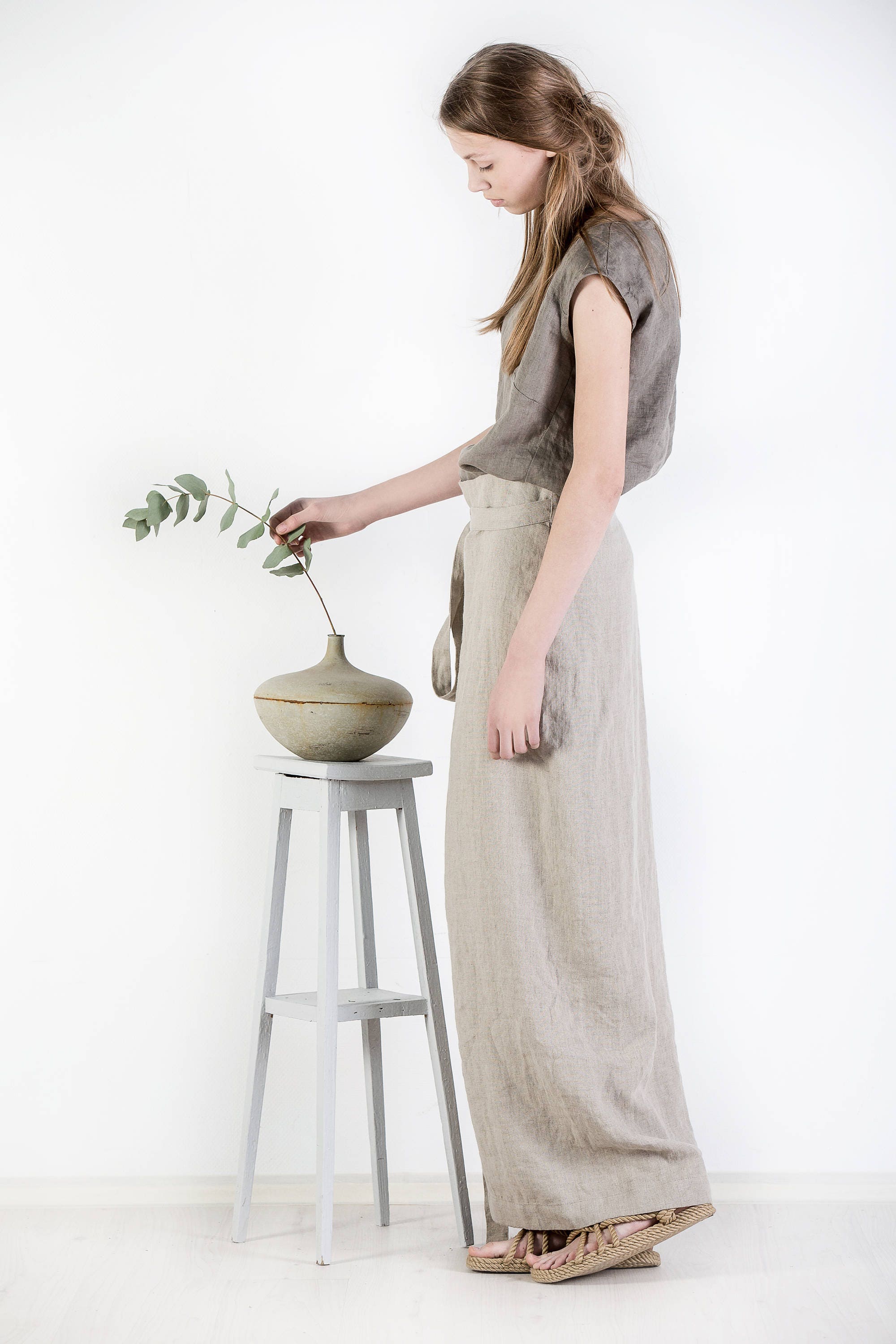 Linen Wrap Skirt, Full Length Linen Skirt, A Line Wrap Skirt, Long ...