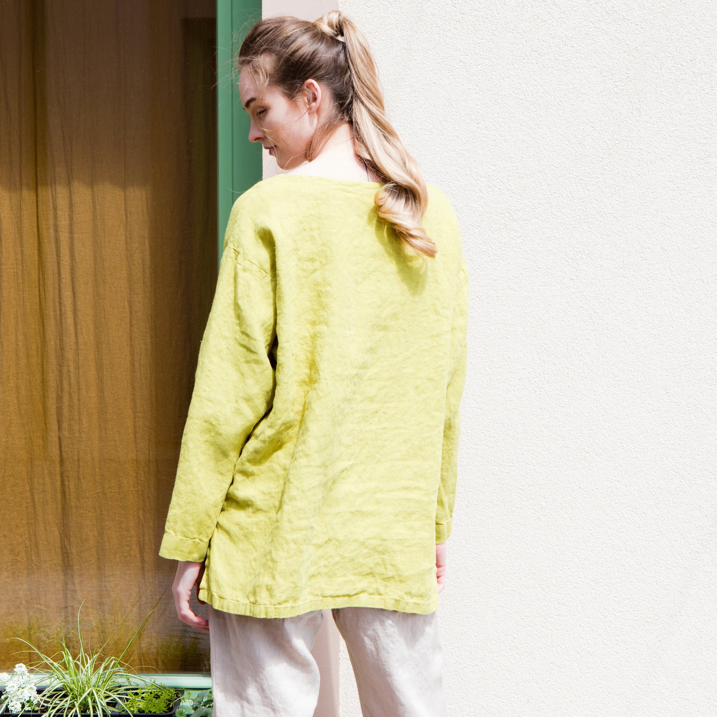 Oversized Linen Top in V Neck / Loose Linen Top / Linen Blouse - Etsy