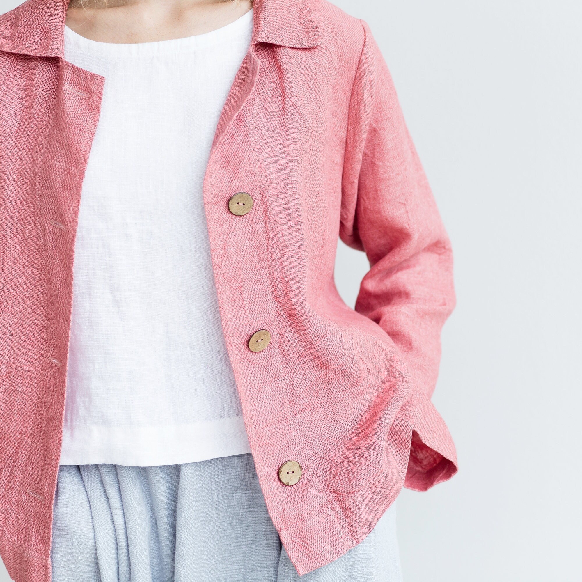 Linen Jacket / Linen Duster / Washed Linen Blazer | Etsy