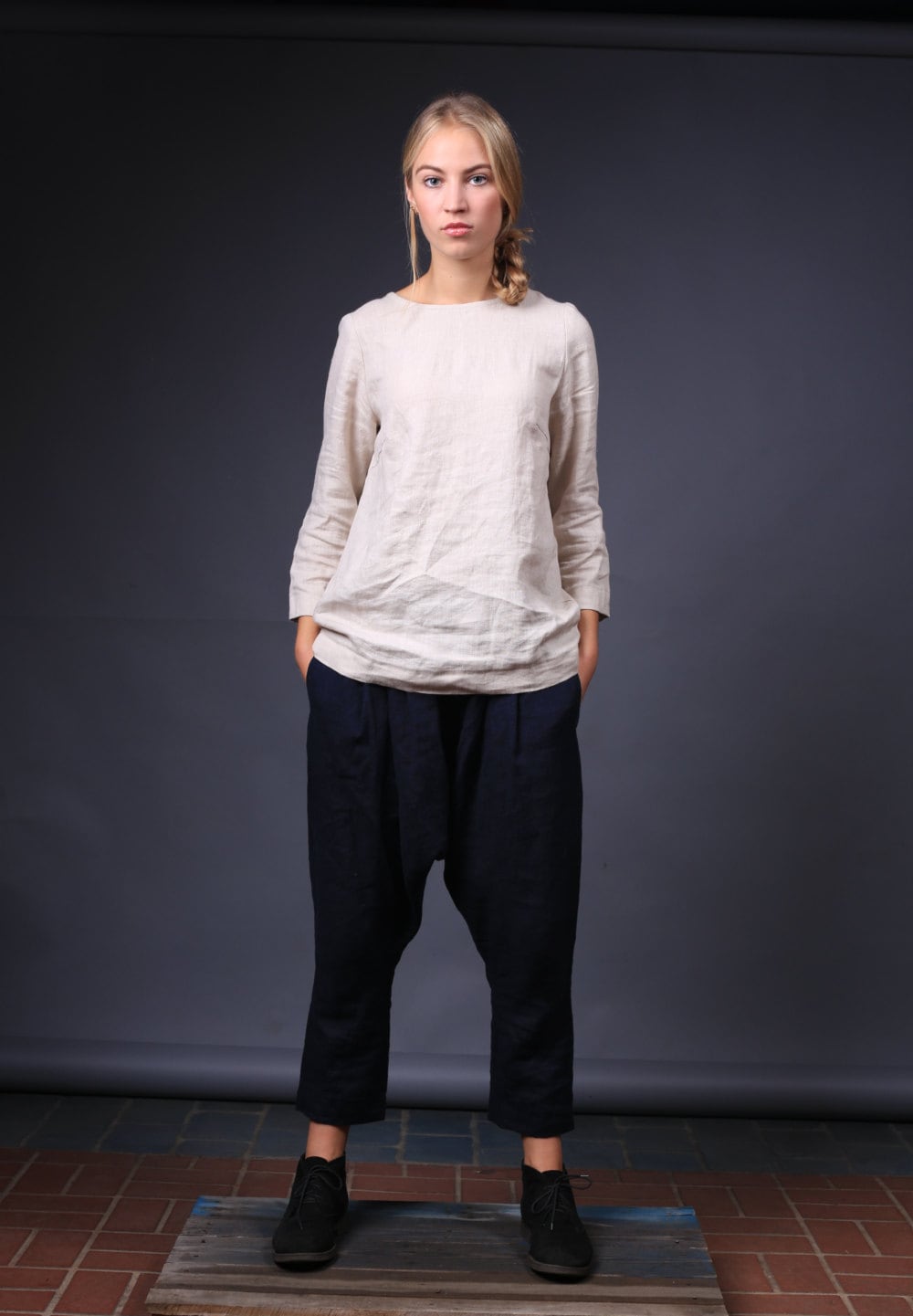 OLIVIA Linen Top Plus Size Linen Clothing Longer Sleeves - Etsy