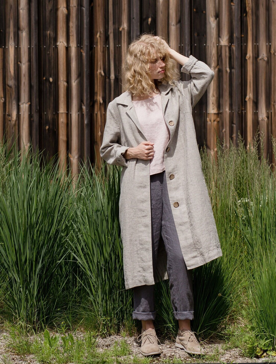 Linen Coat, Linen Jacket, Linen Jacket in Striped Linen - Etsy