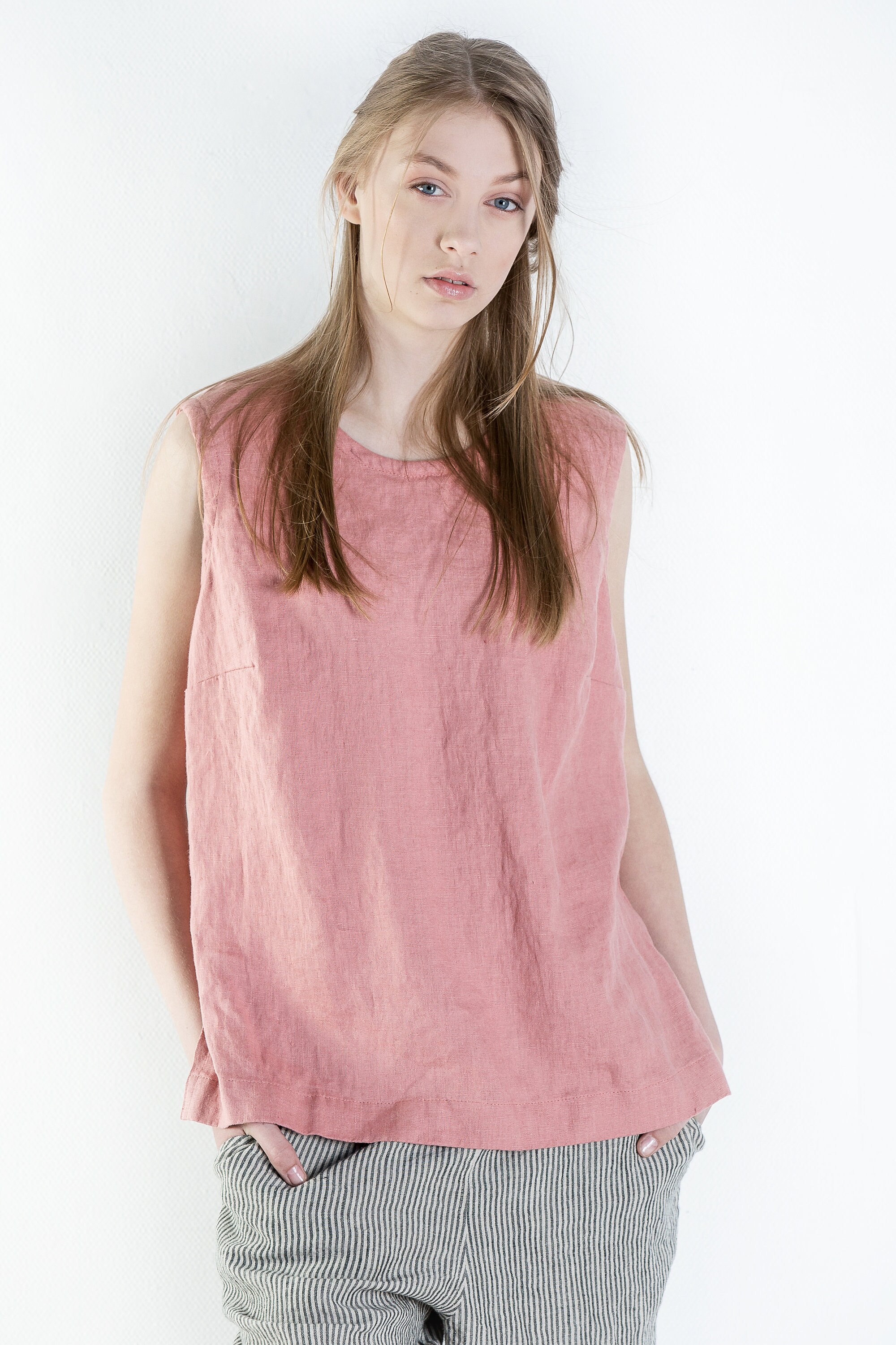 Linen Blouse JONNA, 100% Washed Linen Top, Linen Summer Shirt, Linen ...