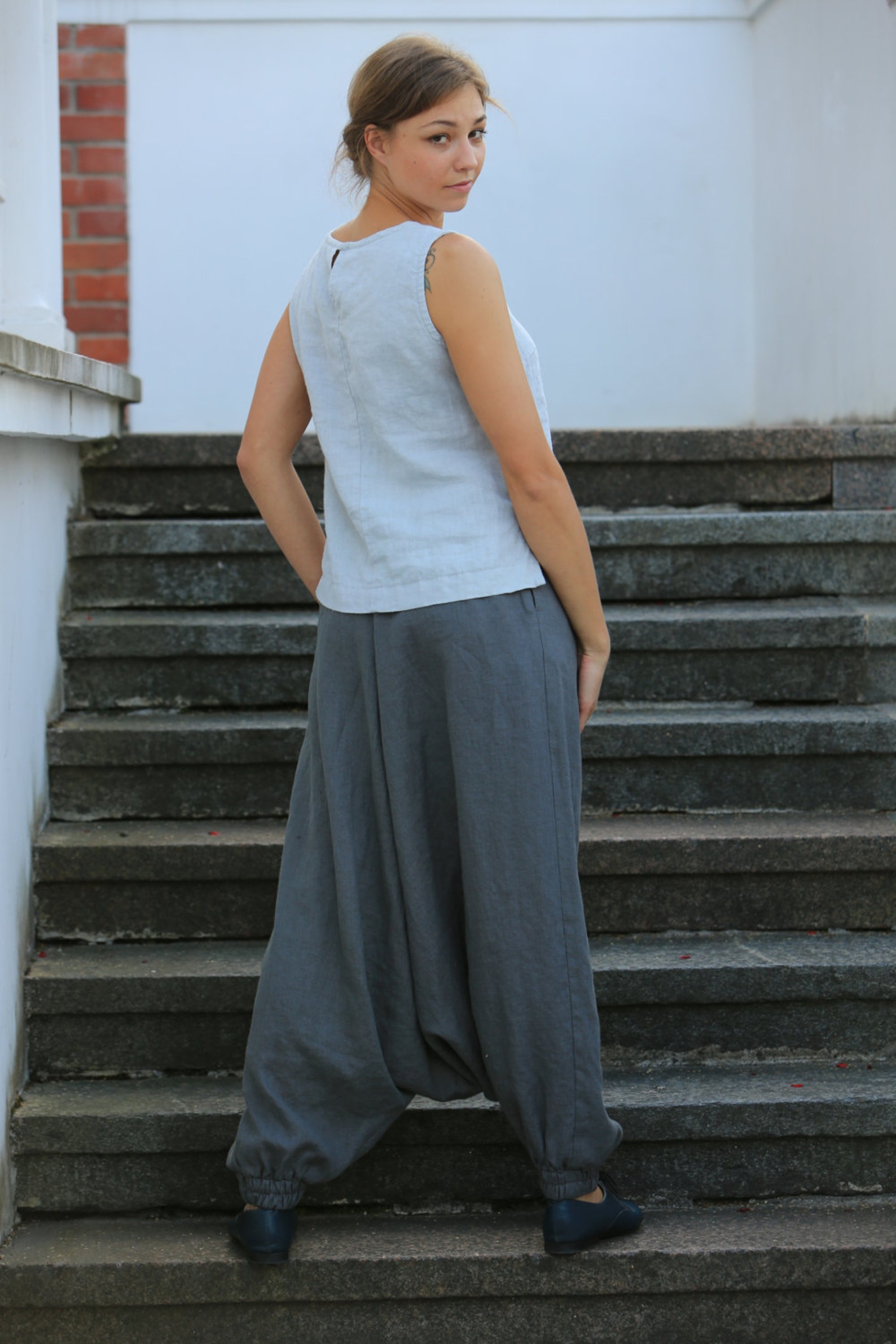 Linen Pants / Washed Linen Pants / Loose Linen Trousers / | Etsy