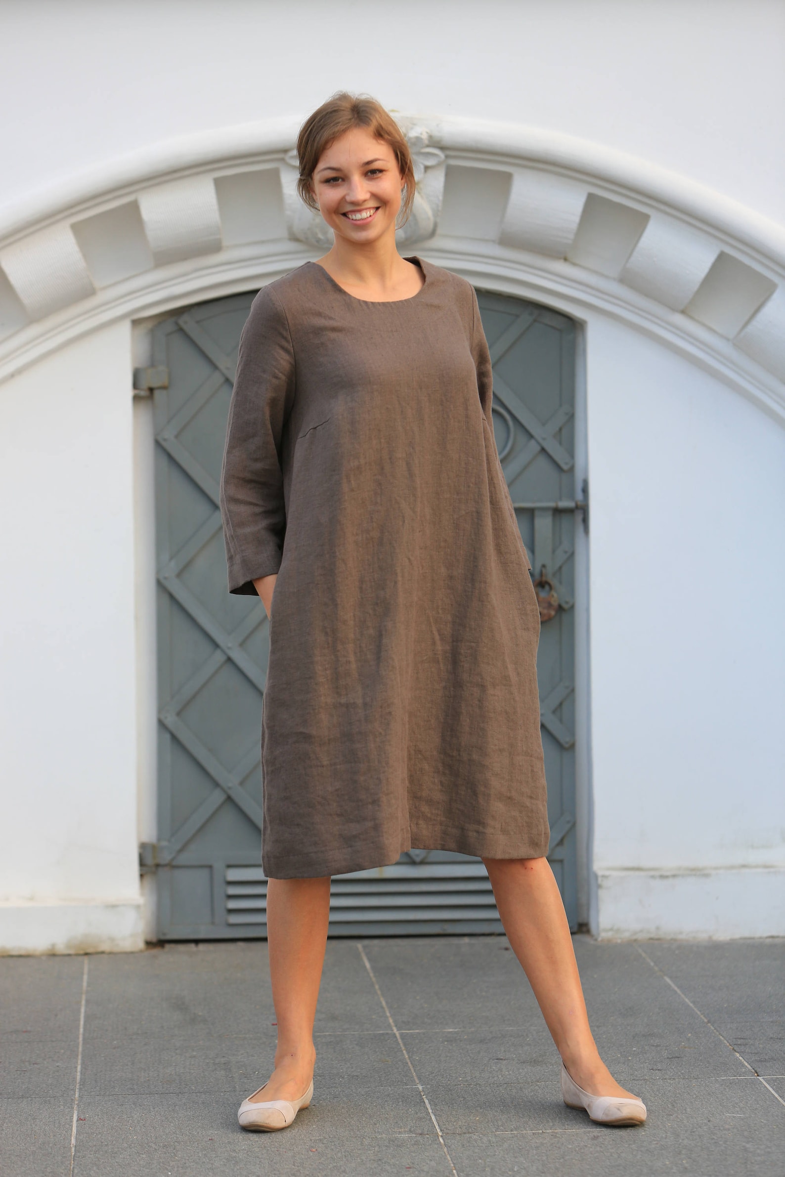 Loose Fit Linen Dress Camila / Casual Washed Linen Dress - Etsy