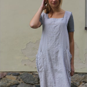 Full Linen Apron, Elegant Linen Apron Dress, Linen Cross-back Apron - Etsy