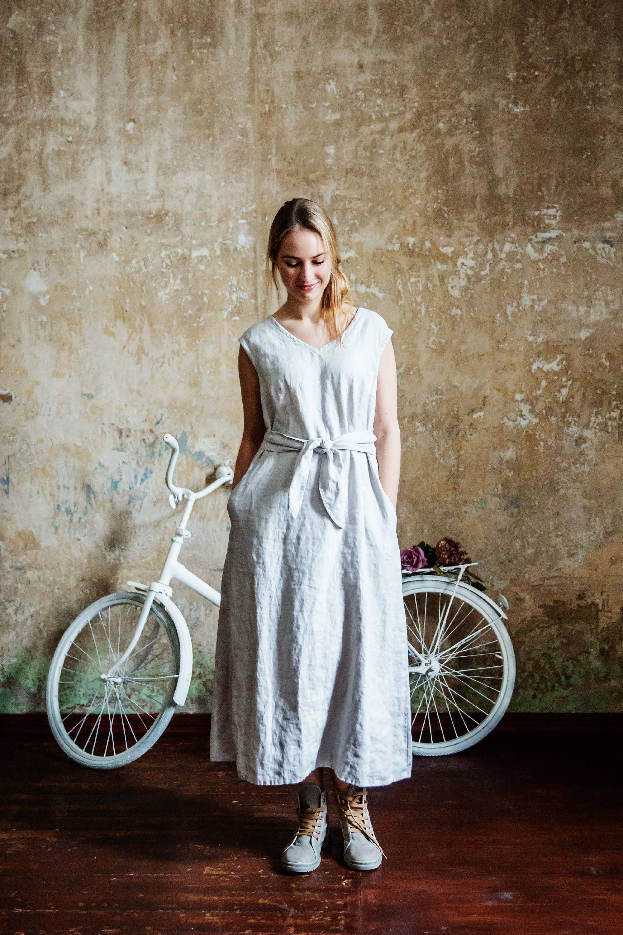 Long Linen Dress / Linen Dress / Washed Linen Dress / Summer Linen ...
