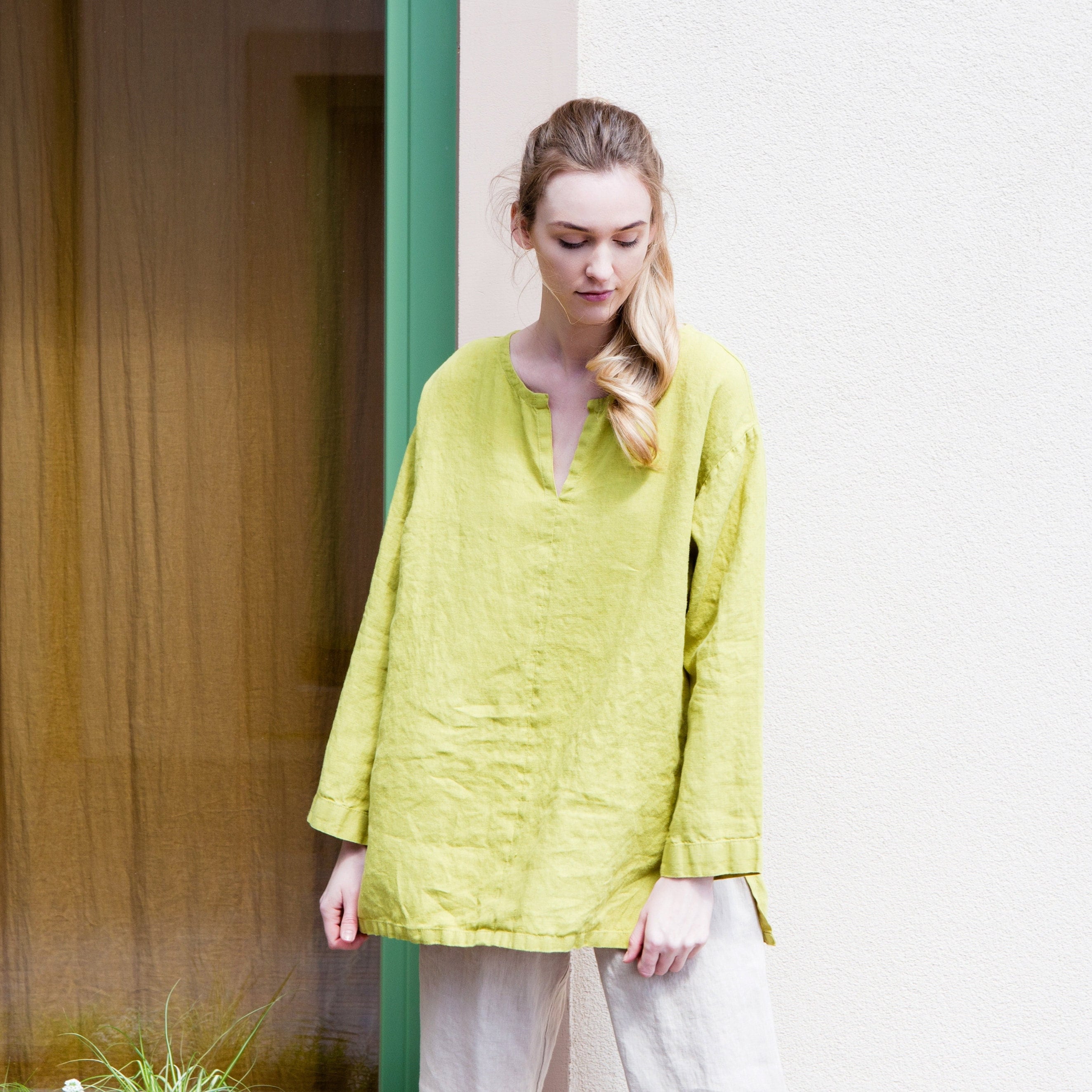 Oversized Linen Top in V Neck / Loose Linen Top / Linen Blouse - Etsy