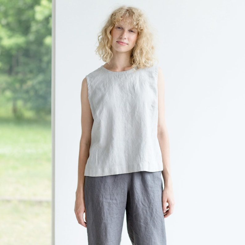 Linen Blouse JONNA / Linen Top / Linen Summer Top / Sleeveless - Etsy