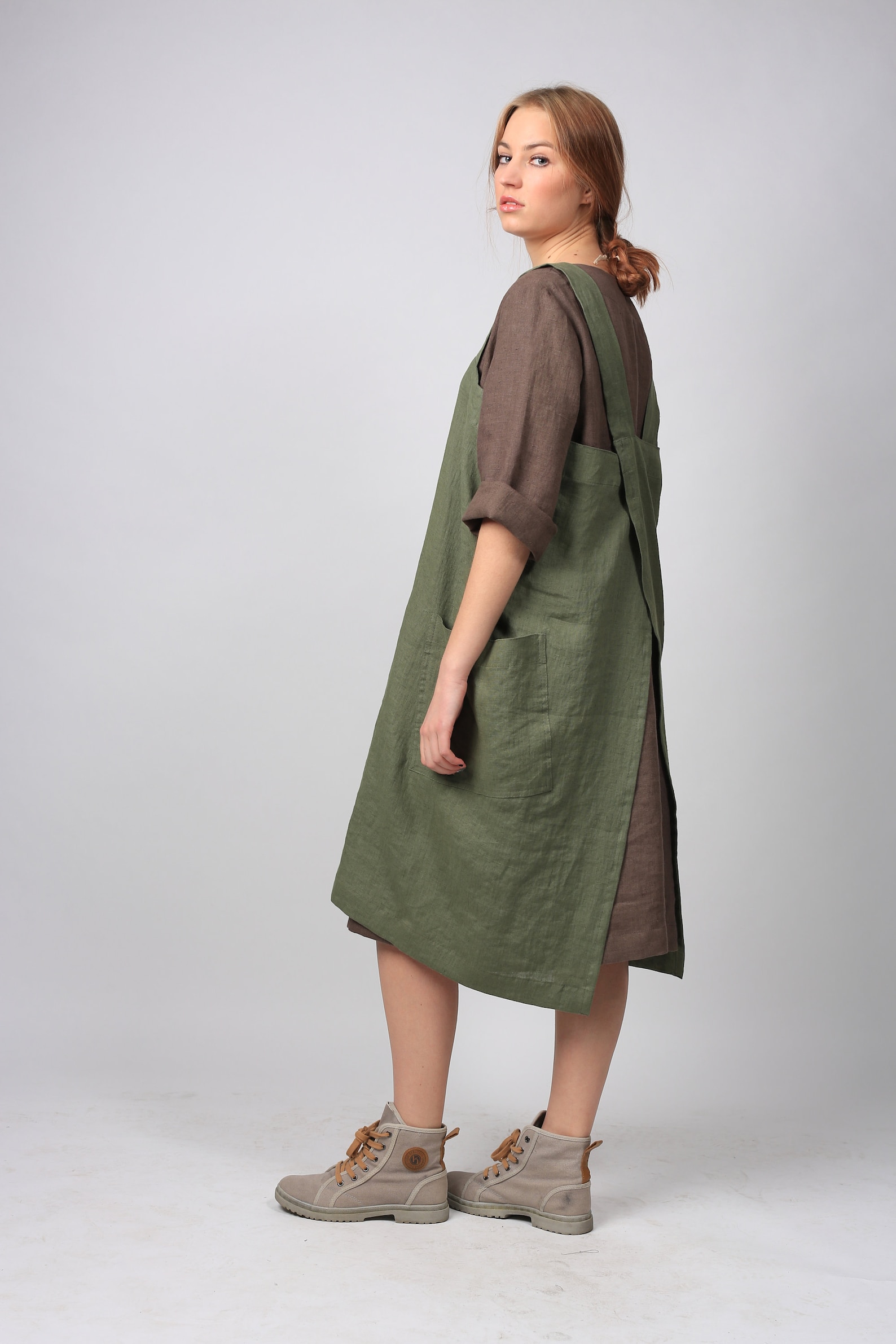 Linen Pinafore Apron Square Cross Linen Apron Linen Tunic - Etsy